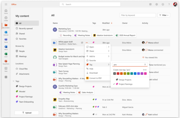 Microsoft 365 App Now Lets Users Categorize Files with Tags