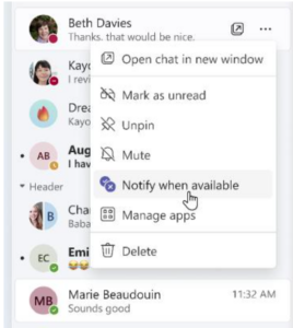 New Microsoft Teams App Gets "Notify When Available" Feature